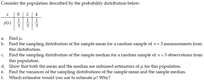 Solved Consider the population described by the probability | Chegg.com
