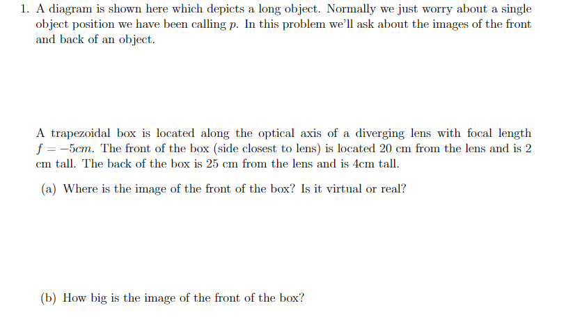 Solved 1. A diagram is shown here which depicts a long | Chegg.com