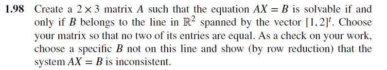 Solved 1.98 Create a 2x3 matrix A such that the equation AX | Chegg.com