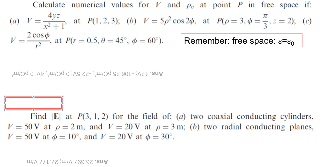 Solved Calculate numerical values for V and pv at point P in | Chegg.com