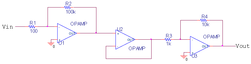 Solved Each amplifier in the circuit (Figure 1) has a gain | Chegg.com