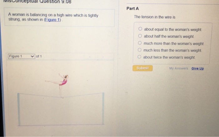 Solved A woman is balancing on a high wire which is tightly | Chegg.com