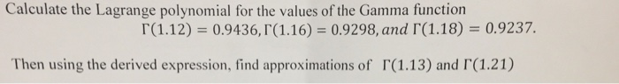 Solved Calculate the Lagrange polynomial for the values of | Chegg.com