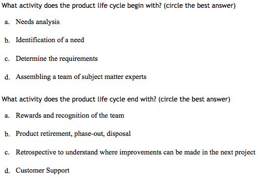 Solved What activity does the product life cycle begin with? | Chegg.com