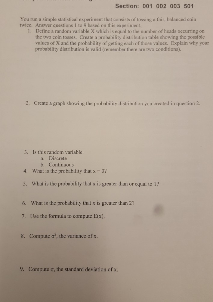 Solved Section: 001 002 003 501 You run a simple statistical | Chegg.com