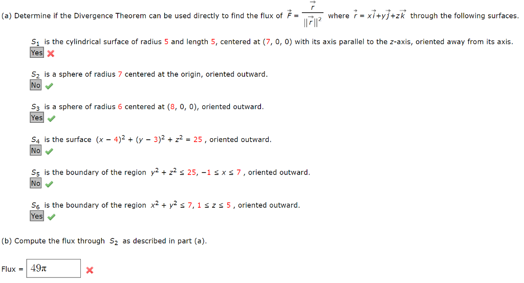 Solved (a) Determine if the Divergence Theorem can be used | Chegg.com
