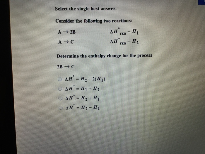 Solved Select The Single Best Answer Consider The Following