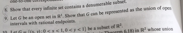 Solved Show that every infinite set contains a denumerable | Chegg.com
