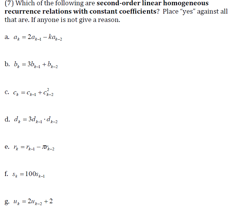 Solved Which of the following are second-order linear | Chegg.com