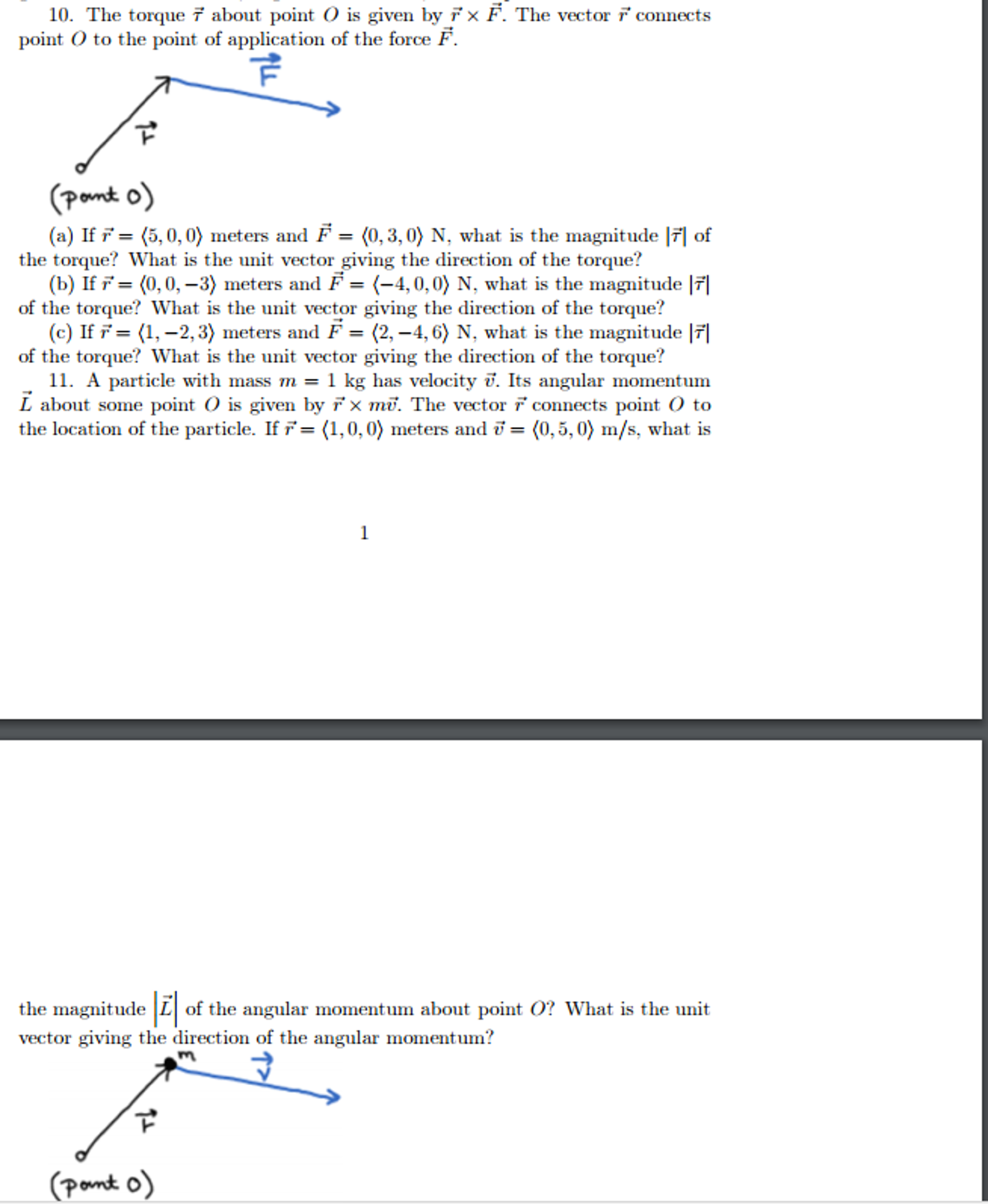 Solved The torque tau about point O is given by r times F. | Chegg.com
