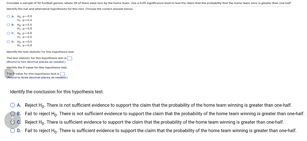 Solved Consider a sample of 52 football games, where 28 of | Chegg.com