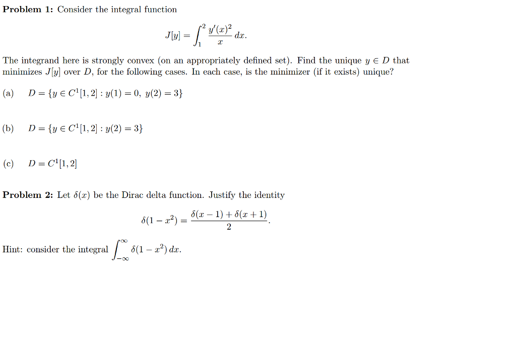 Consider the integral function J[y] = integral_1^2 | Chegg.com