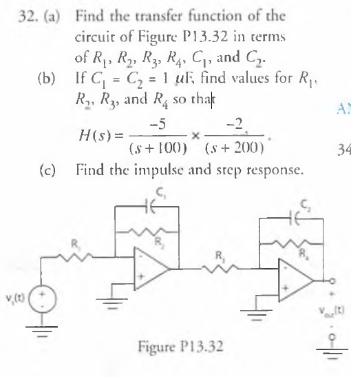Solved 32. (a Find the transfer function of the erms circuit | Chegg.com