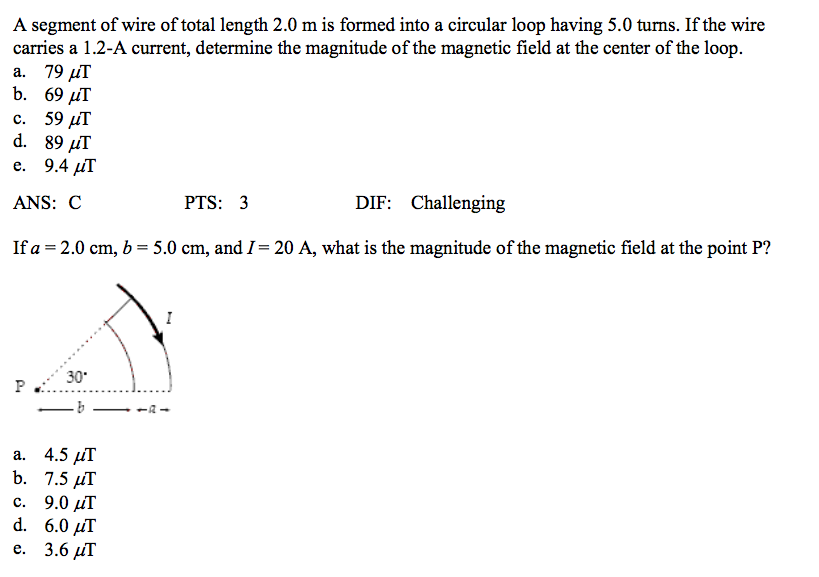 Solved A segment of wire of total length 2.0 m is formed | Chegg.com