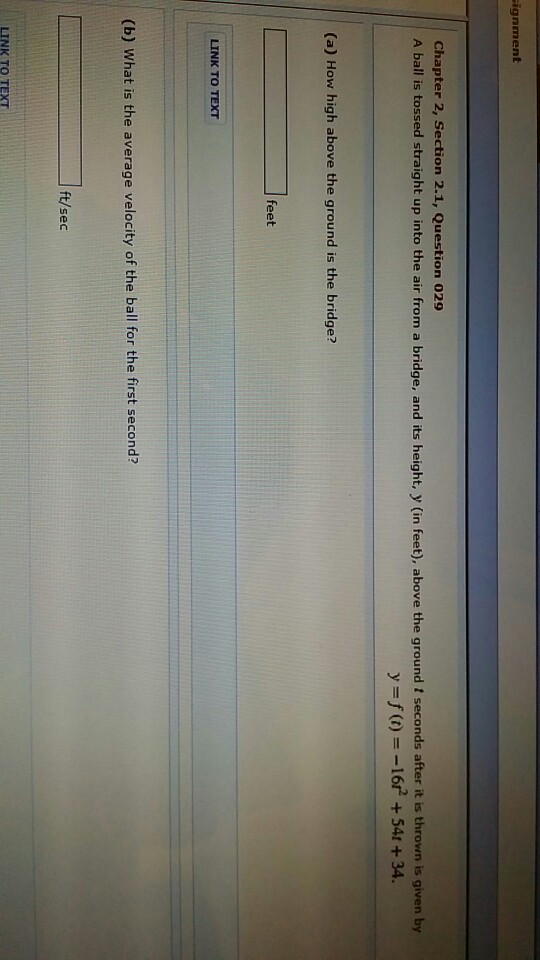 Solved ignment Chapter 2, Section 2.1, Question 029 A ball | Chegg.com