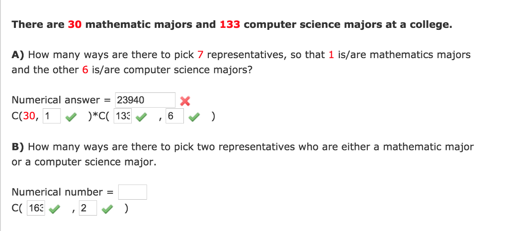 Solved There are 30 mathematic majors and 133 computer | Chegg.com