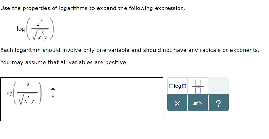 Solved Use the properties of logarithms to expand the | Chegg.com
