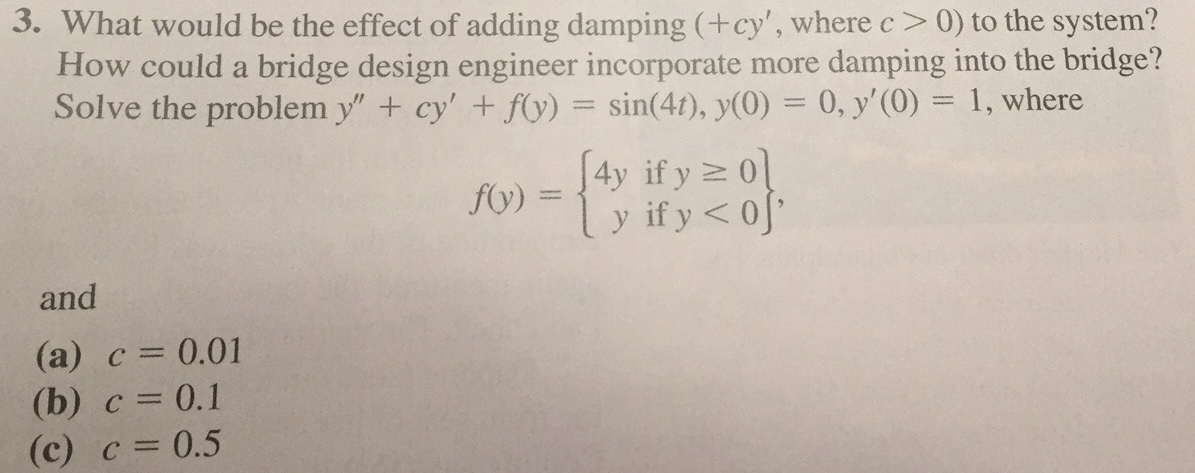Solved What would be the effect of adding damping (+cy', | Chegg.com