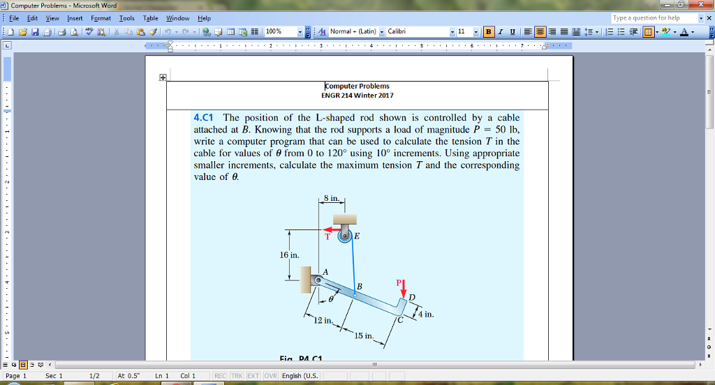 Solved This is a problem for my statics class. This problem | Chegg.com