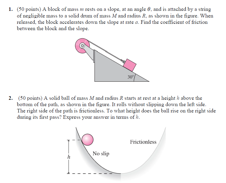Solved (50 points) A block of mass m rests on a slope, at an | Chegg.com