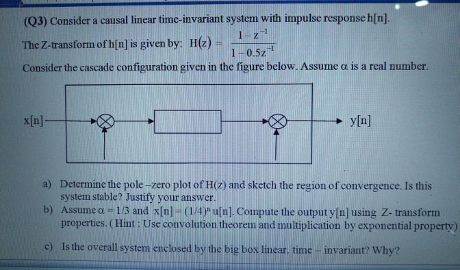 (Q3) Consider a causal linear time-invariant system | Chegg.com