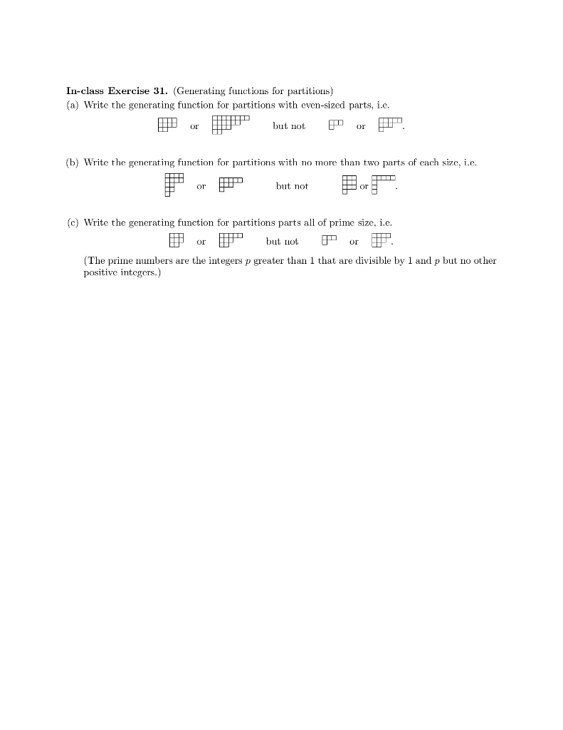 A Write The Generating Function For Partitions With