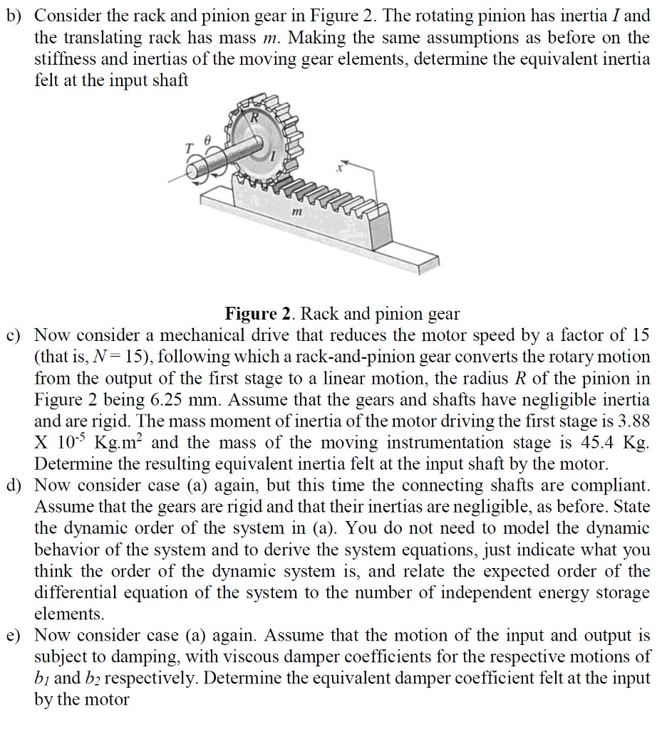 Solved Problem 1 Geared mechanical system modeling | Chegg.com