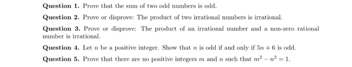Solved Prove that the sum of two odd numbers is odd. Prove | Chegg.com