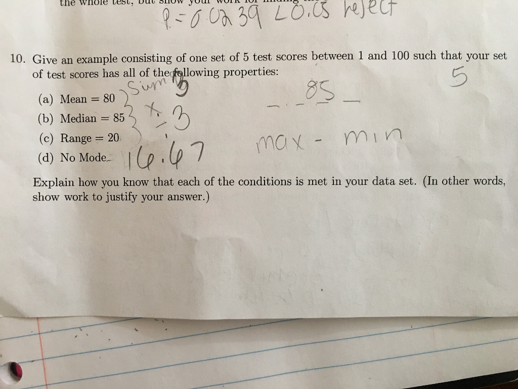 Solved Give an example consisting of one set of 5 test | Chegg.com