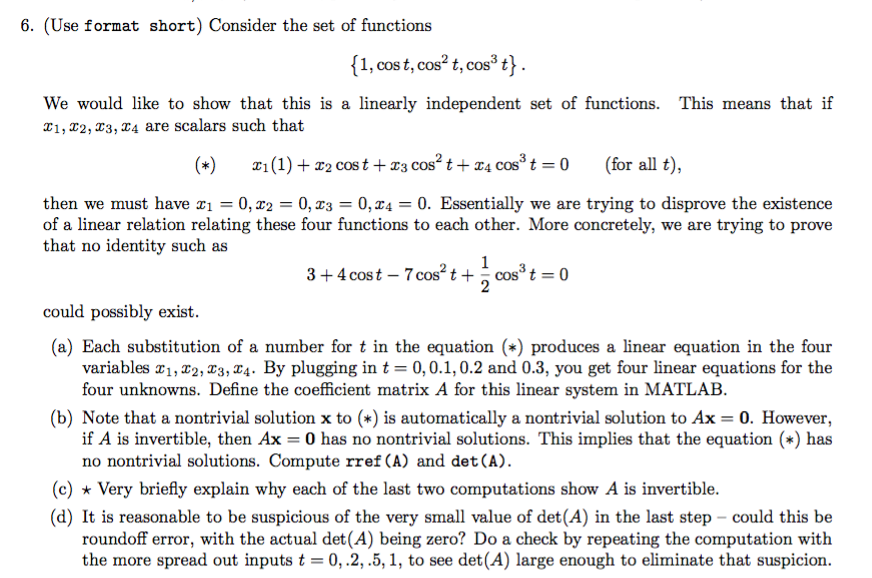 Solved MATLAB QUESTION *I would greatly appreciate it if | Chegg.com