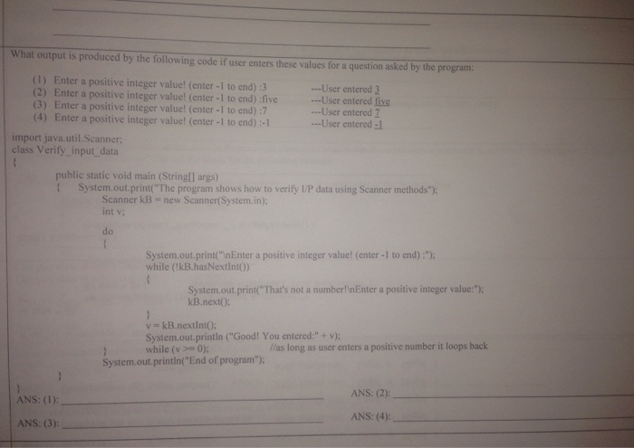 Solved What output is produced by the following code if user | Chegg.com