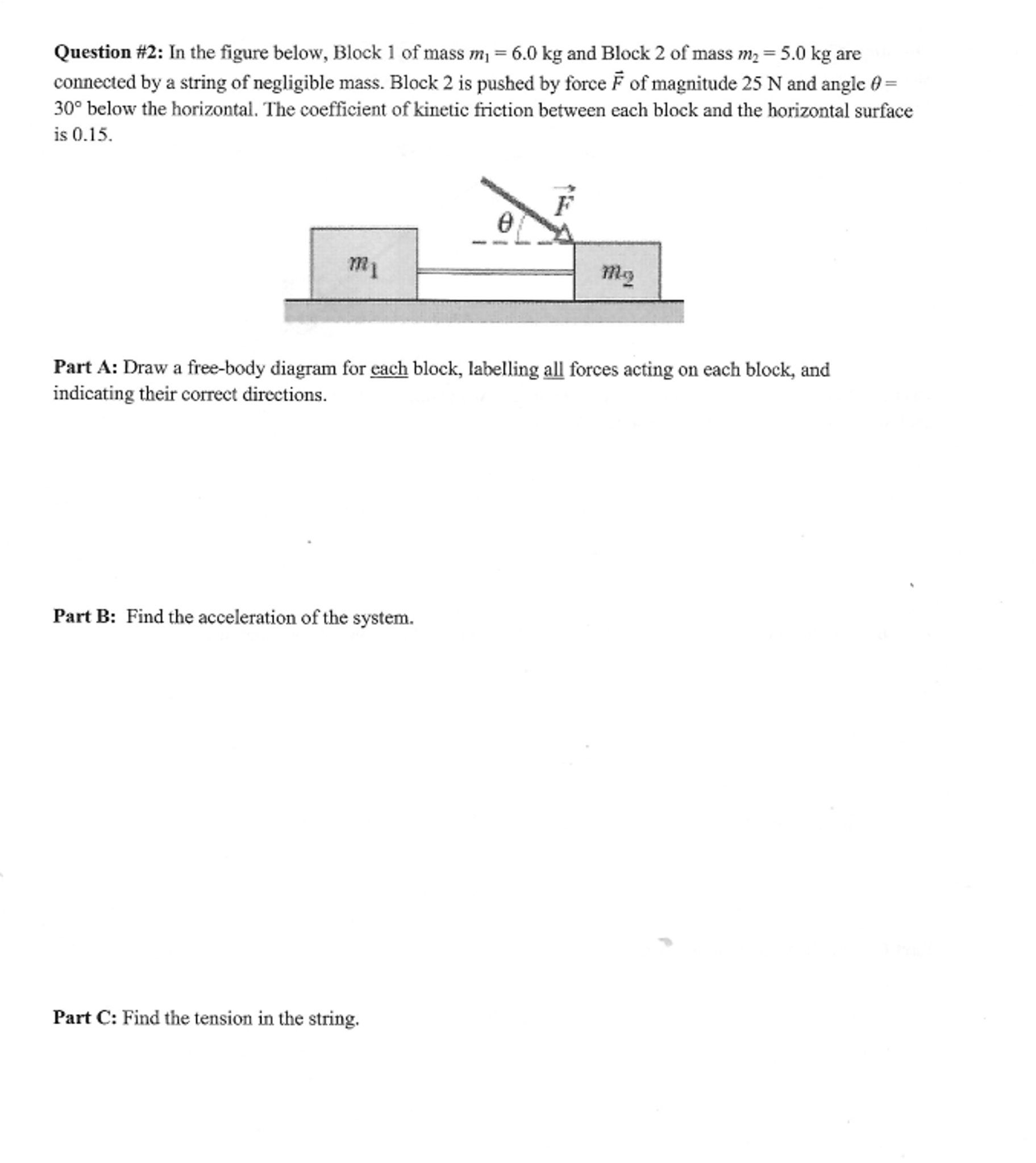 Solved In the figure below, Block 1 of mass m_1 = 6.0 kg and | Chegg.com