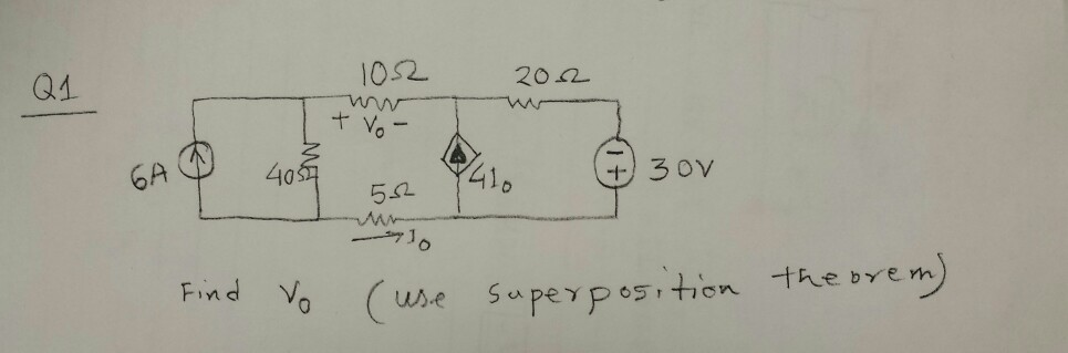 Solved Q1 Find Vo (use Superposition theorem) | Chegg.com