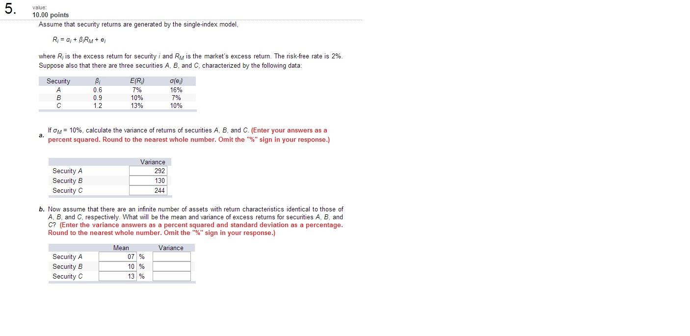 Assume that security returns are generated by the | Chegg.com