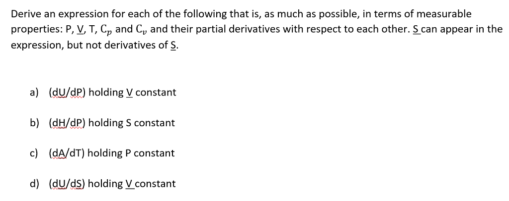 Solved Derive an expression for each of the following that | Chegg.com