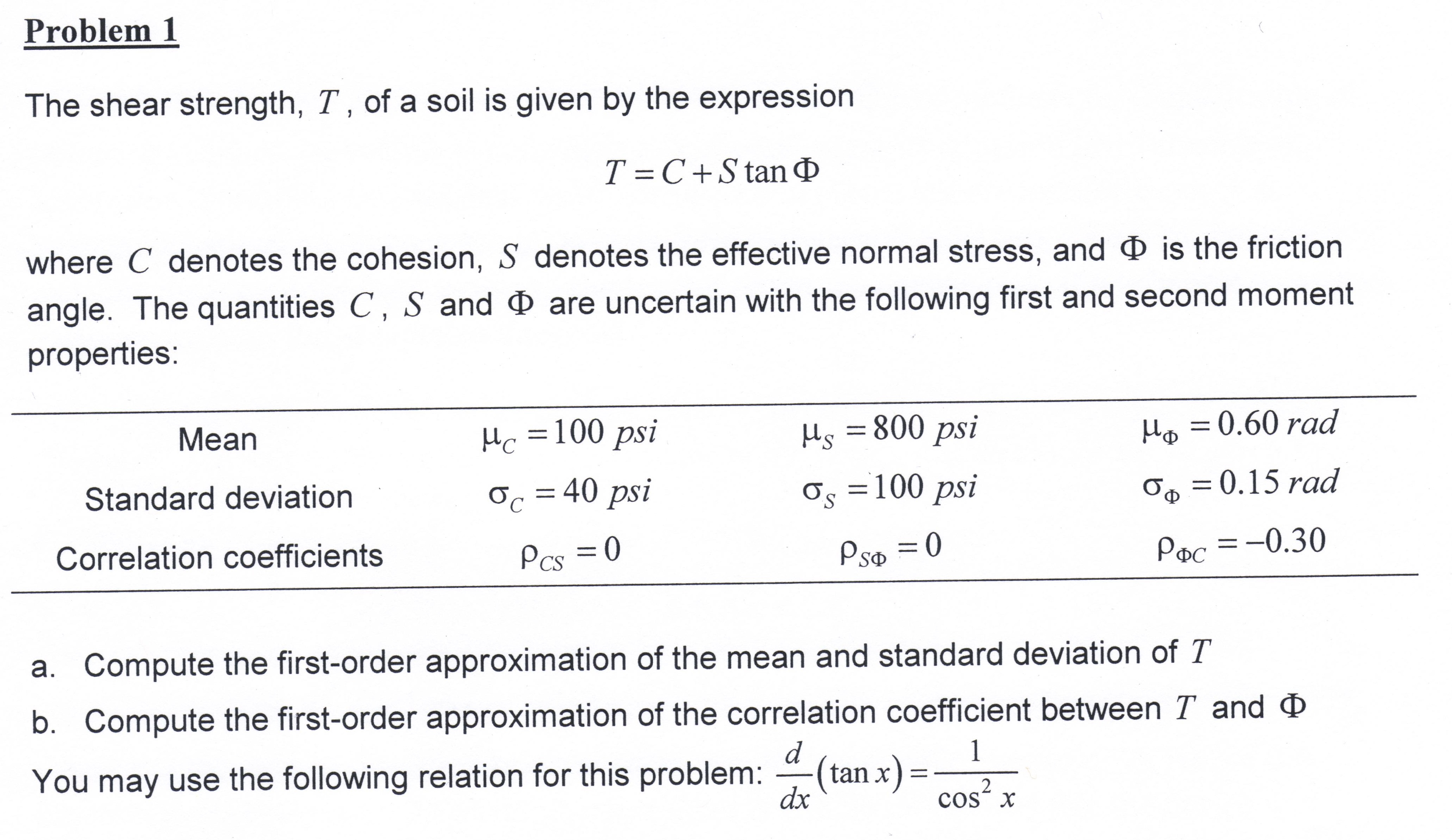 The shear strength, T, of a soil is given by the | Chegg.com