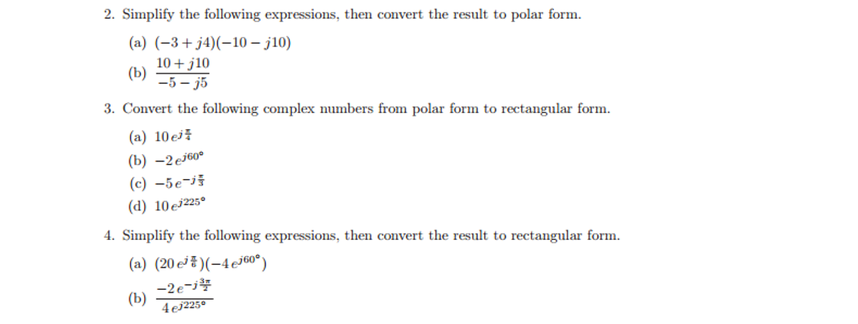 Solved Simplify the following expressions, then convert the | Chegg.com