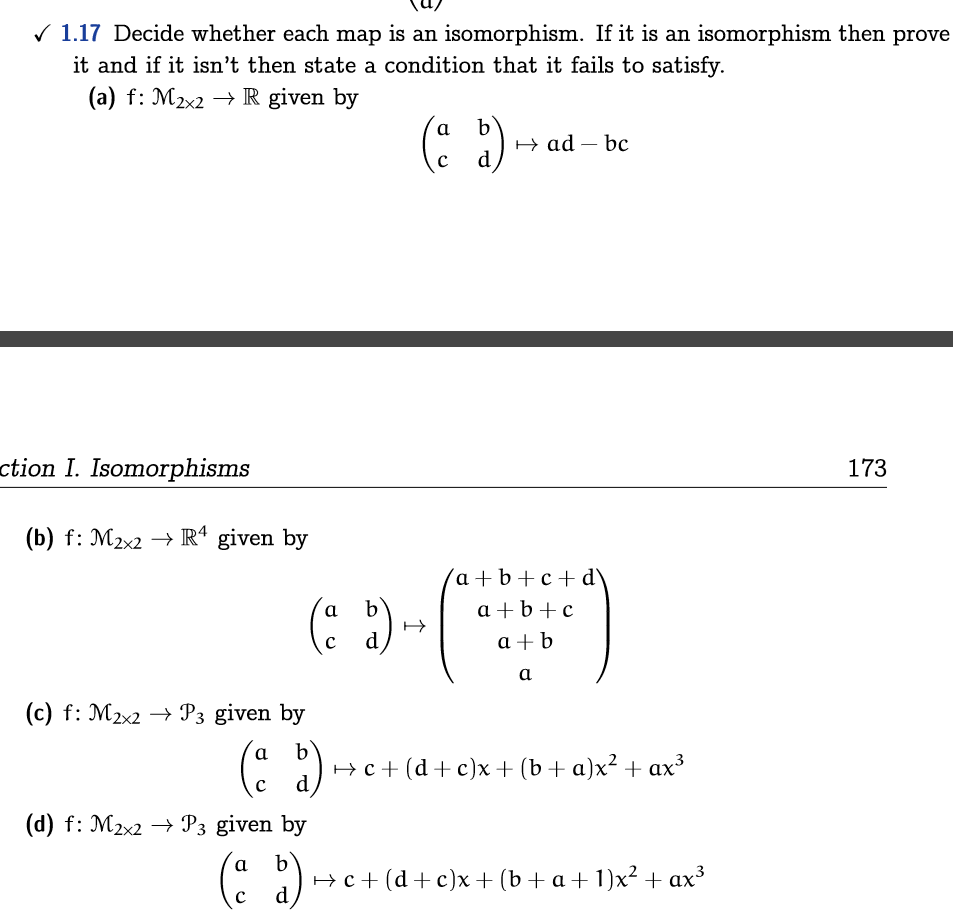 Solved Decide whether each map is an isomorphism. If it is | Chegg.com