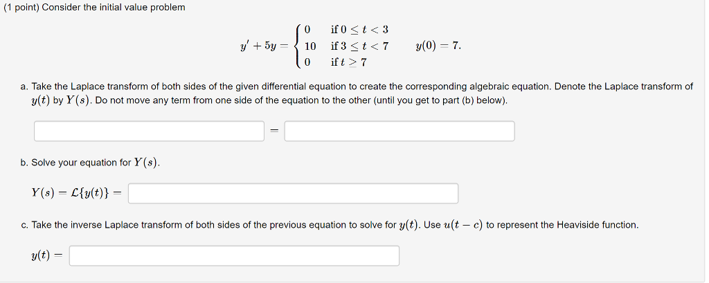 Solved (1 point) Consider the initial value problem 0 ifo | Chegg.com