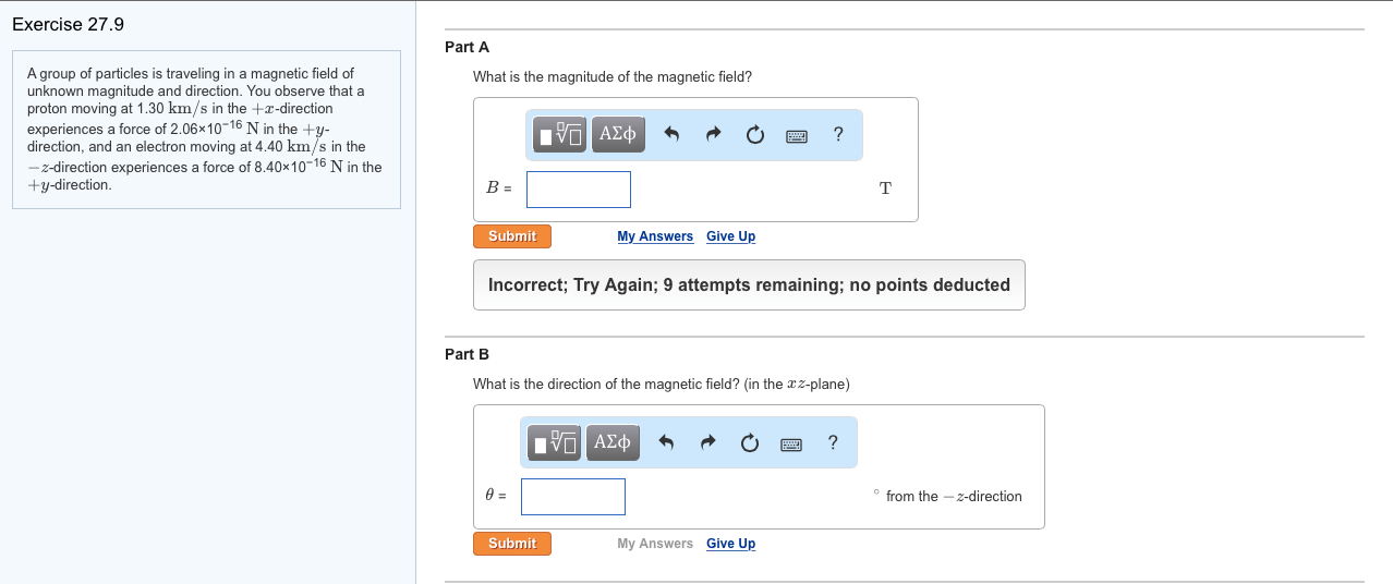 Solved Exercise 27.9 Part A A group of particles is | Chegg.com