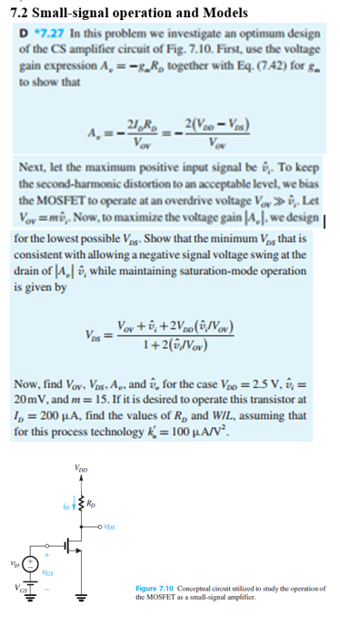 Solved Small-signal operation and Models D "7.27 In ihH | Chegg.com
