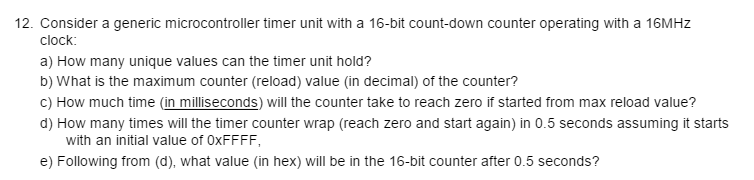 Consider A Generic Microcontroller Timer Unit With A 
