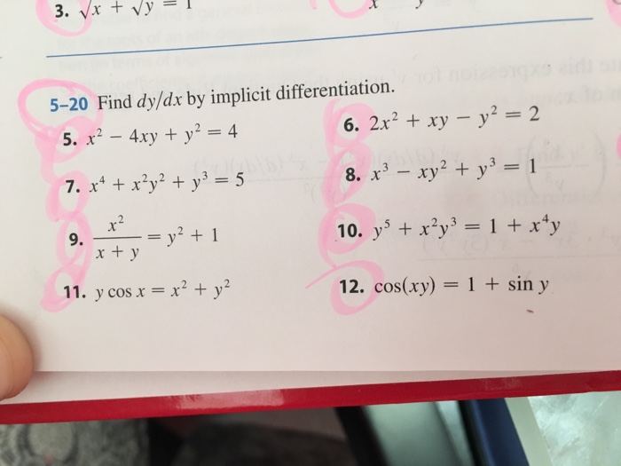 Solved Find dy/dx by implicit differentiation. x^2 - 4xy + | Chegg.com