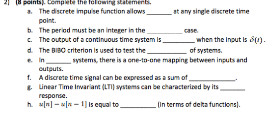 Solved Complete the following statements. a. The discrete | Chegg.com
