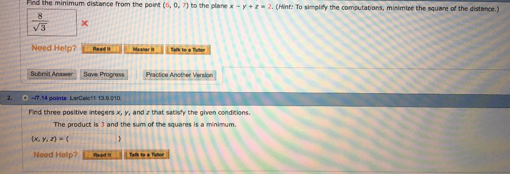 Solved Find the minimum distance from the point (6, 0, 7) to | Chegg.com