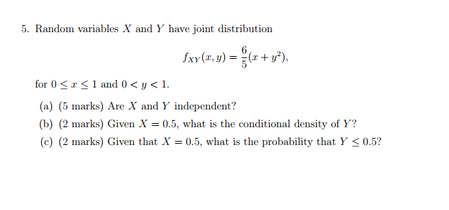 Solved Random variables X and Y have joint distribution | Chegg.com