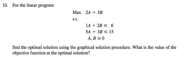 Solved 10. For the linear program Max 2A + 3B s.t. 1A + 28 | Chegg.com