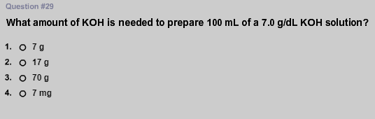Solved Question #29 What amount of KOH is needed to prepare | Chegg.com