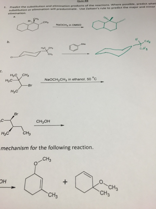 Solved Predict the substitution and elimination products of | Chegg.com