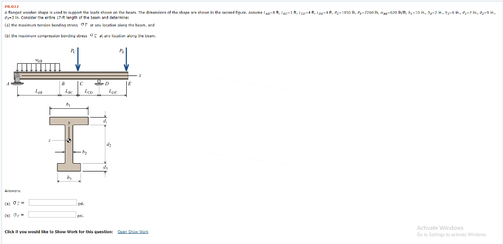 Solved A flanged wooden shape is used to support the loads | Chegg.com